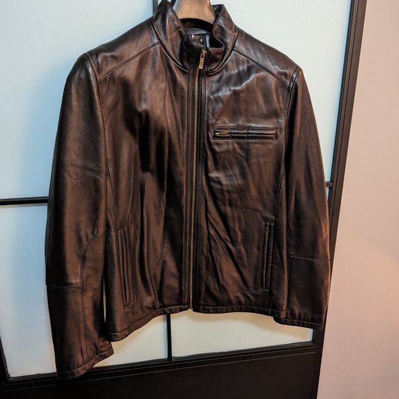 Cole Haan | Jackets & Coats | Cole Haan Smooth Lambskin Leather Moto ...